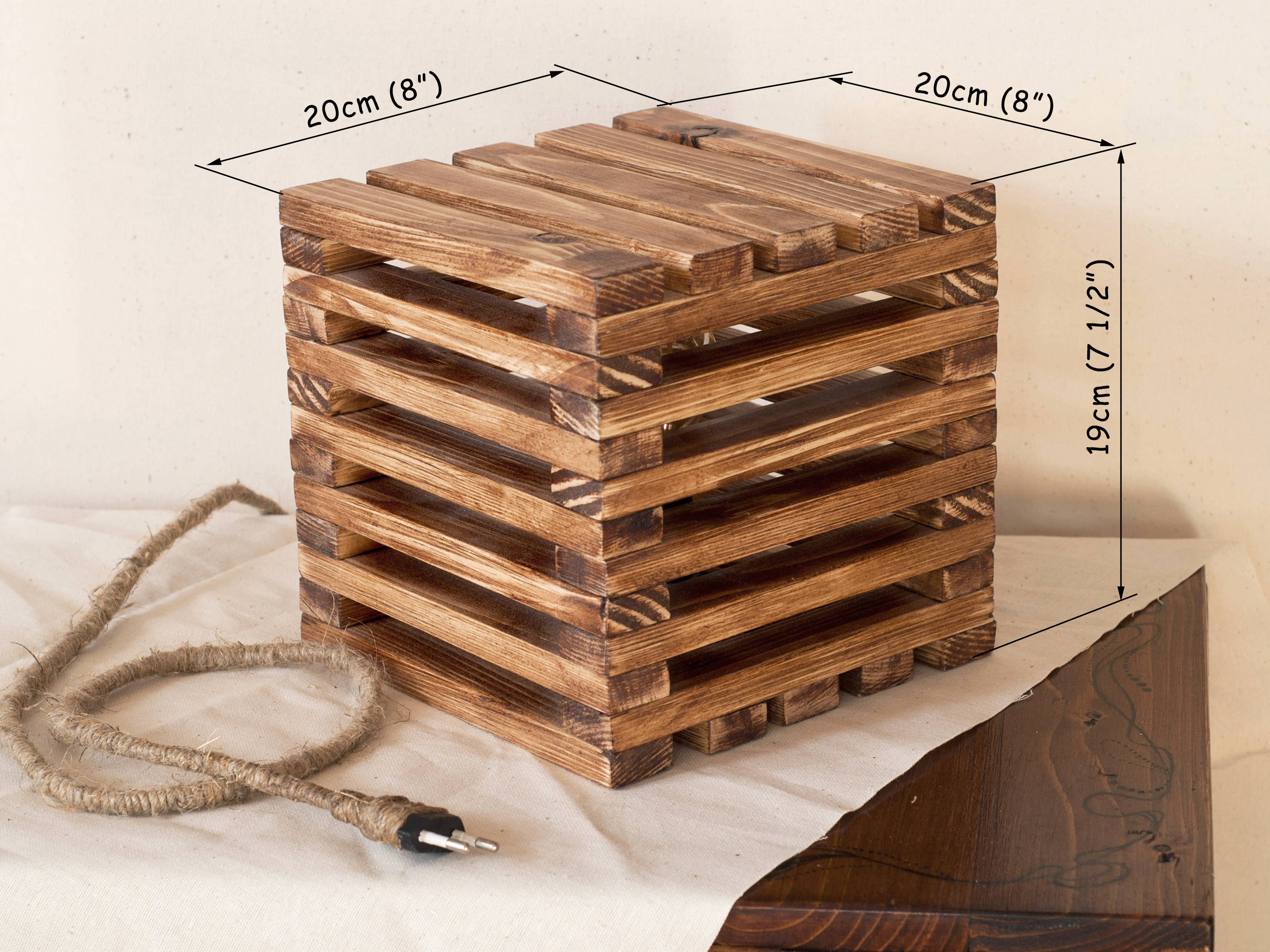 Wood lamp Wooden lamp Table lamp Rustic light Geometric | Etsy