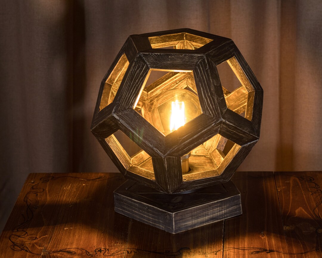 Wood Geometric Lamp Shade, Tabletop Lamp Shades, Wooden Lamp, Rustic ...