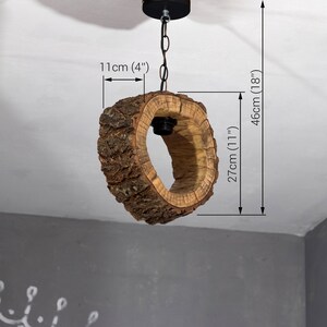 Wood round pendant light Driftwood hanging light Rustic wood | Etsy