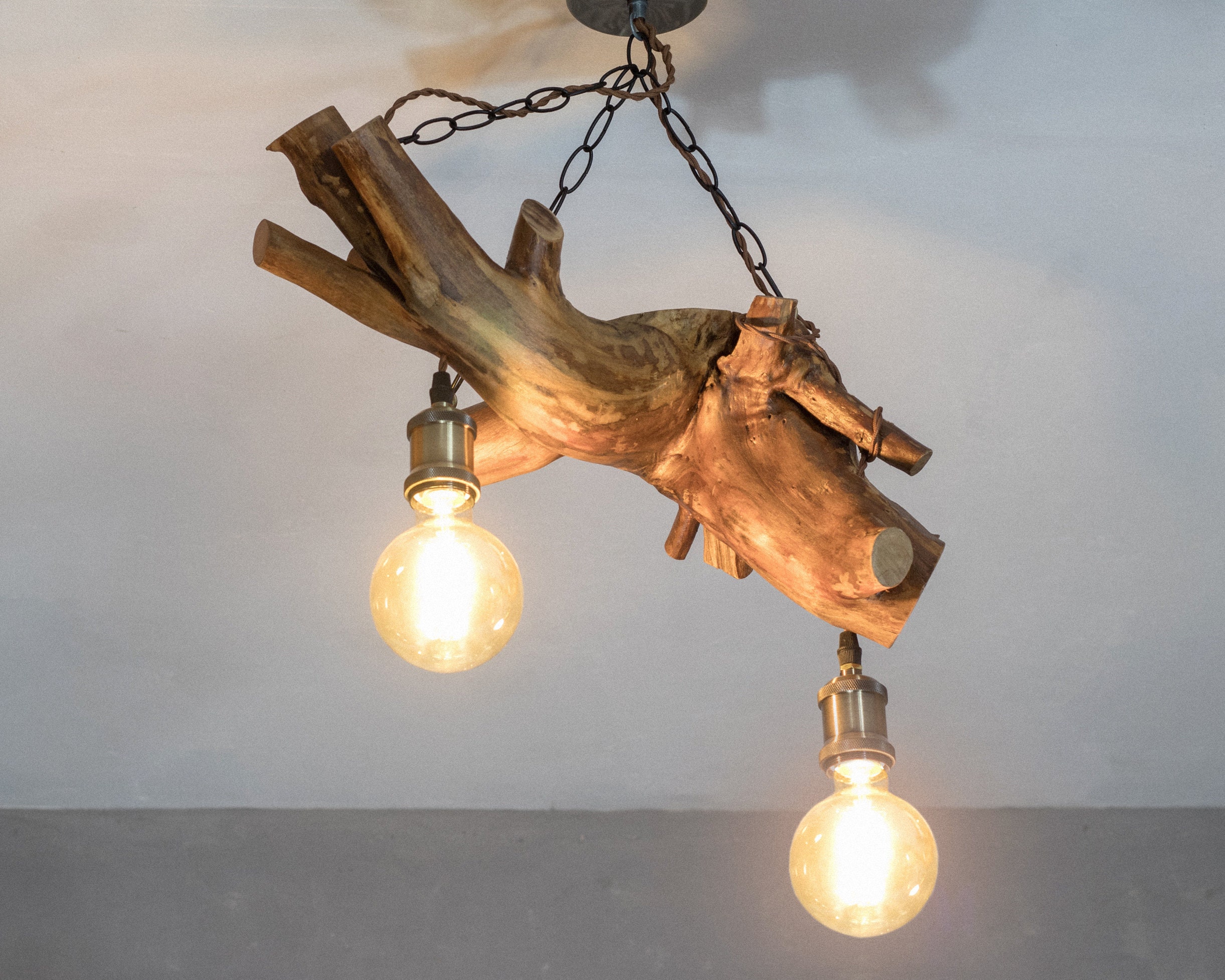 Two Bulb Original Tree Roots Hanging Lamp Pendant Driftwood - Etsy