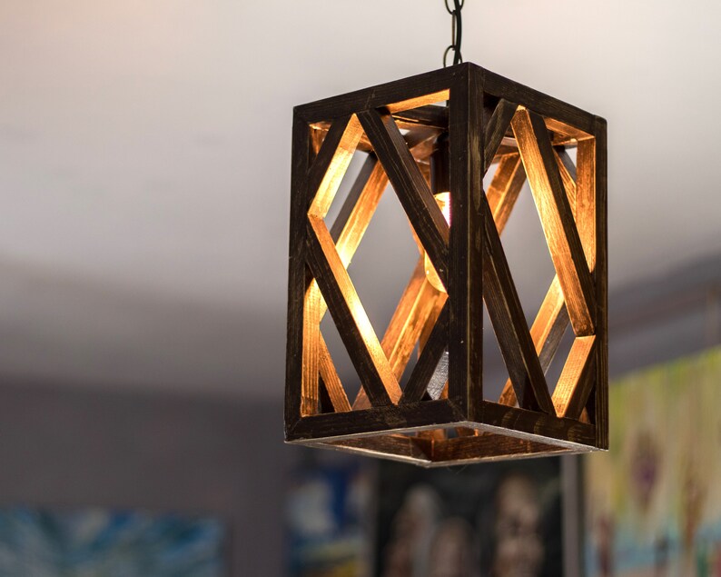 Wood Pendant Lamp Wood Lamp Hanging Lighting Wooden - Etsy
