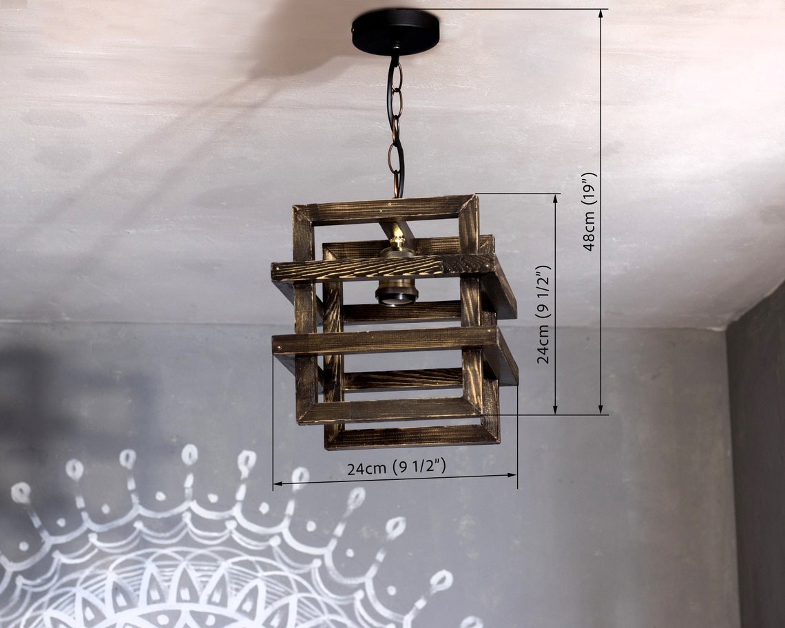 Wood Pendant Lamp Wood Lamp Hanging Lighting Wooden Lamp - Etsy