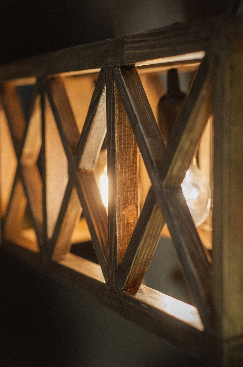Three Bulb Wood Hanging Lamp Pendant Lighting Wood Lamp - Etsy