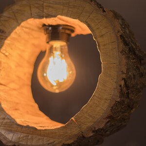 Wood round pendant light Driftwood hanging light Rustic wood | Etsy