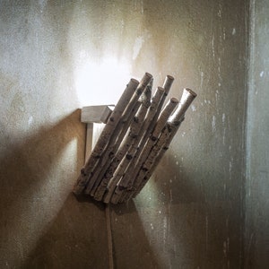Birch Branch Wall Light, Wood Sconces, Wall Lamp Shade, Reclaimed Wood ...