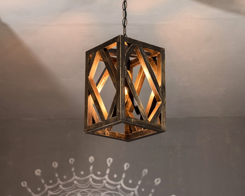 Wood Pendant Lamp Wood Lamp Hanging Lighting Wooden - Etsy