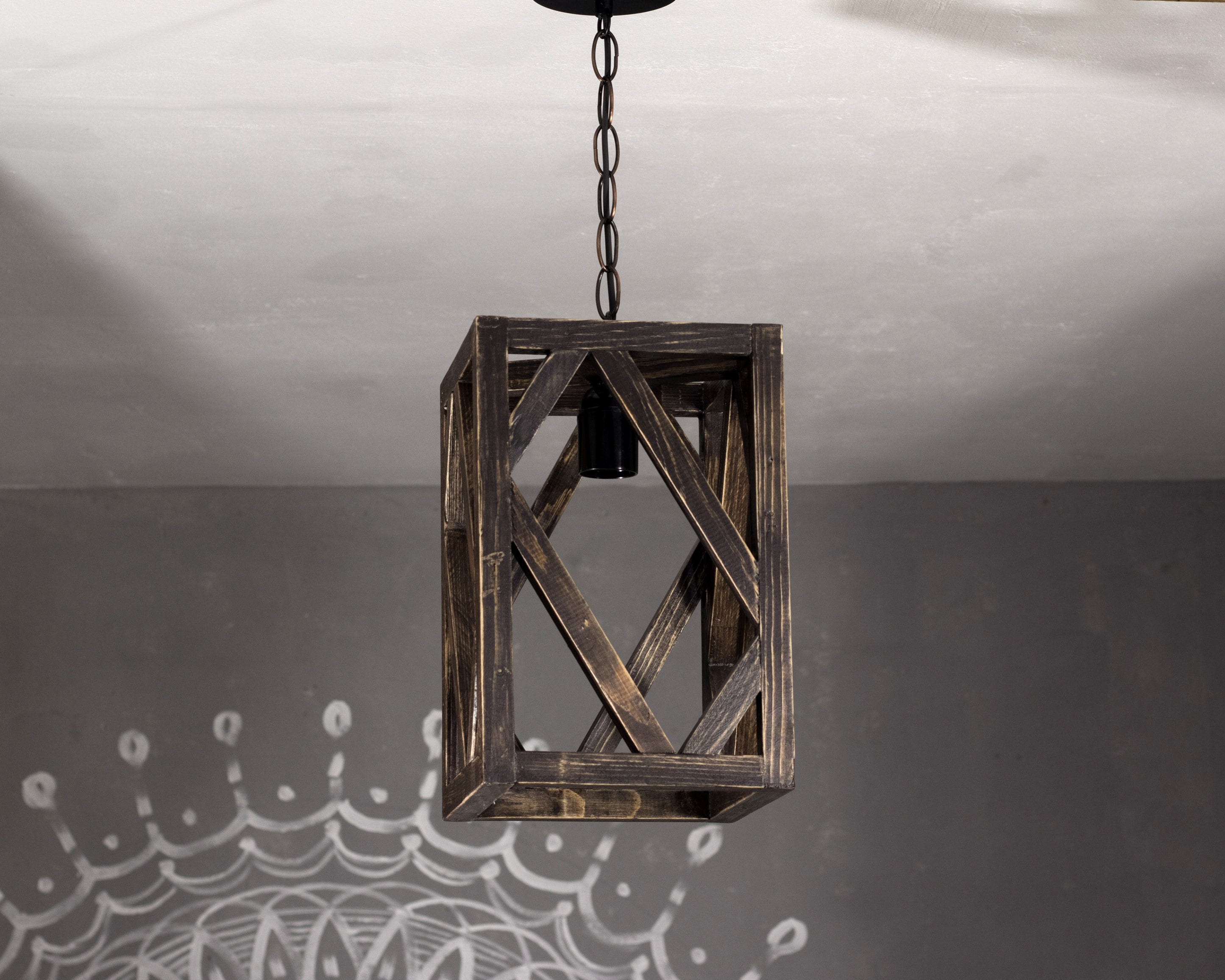 Wood pendant lamp Wood lamp Hanging lighting Wooden | Etsy