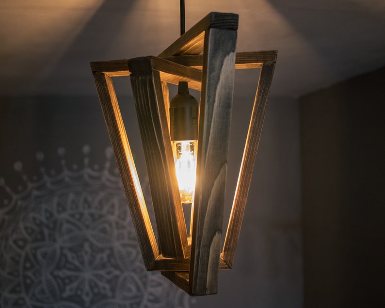 Wooden pendant lamp Wooden lantern Hanging lighting Wood | Etsy