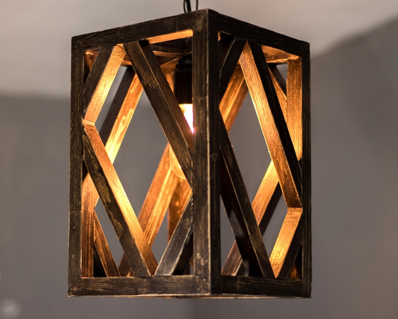 Wood Pendant Lamp Wood Lamp Hanging Lighting Wooden - Etsy