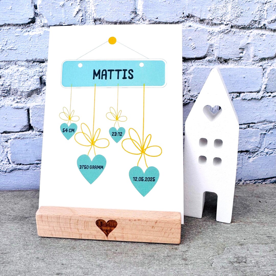 Baby Birth Card Holder // Birth Card // Gift for Parents // Birth ...