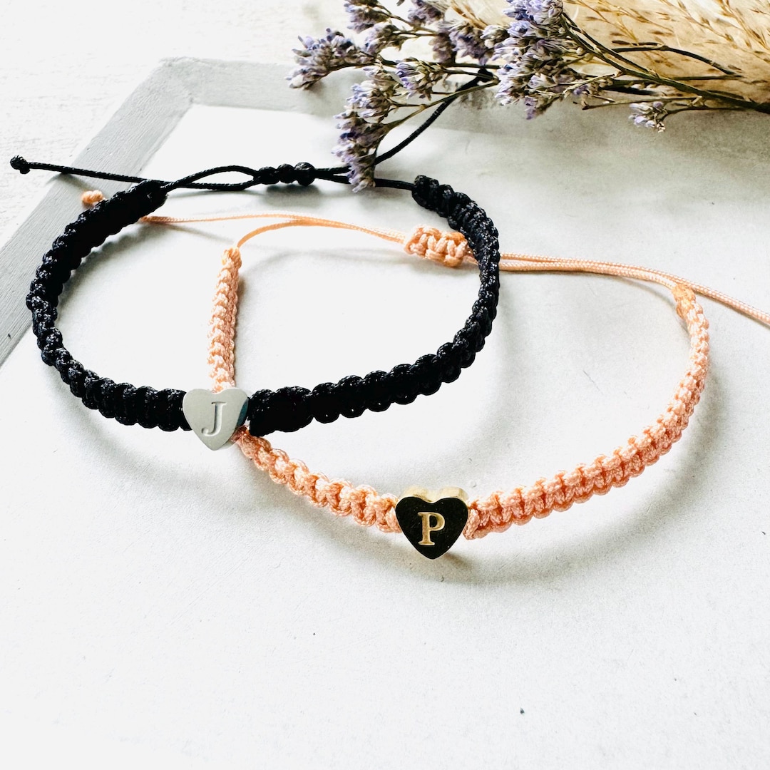 Partner Bracelet Set / Heart Bracelet Stainless Steel Letter / 2 ...