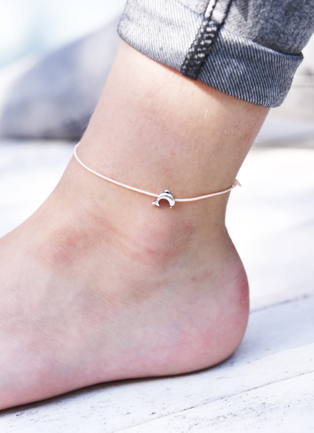 Individual Ankleband/anklet on Elastic Band With Dolphin - Etsy