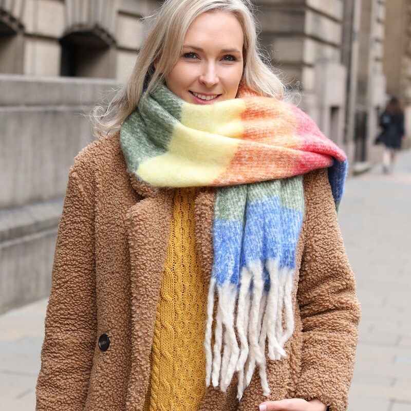 Rainbow Colour Scarf - Etsy