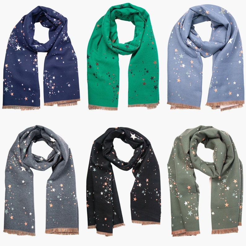 Star Scarf, Foil Print Scarf Women Shawl, Heavyweight Scarf, Winter ...