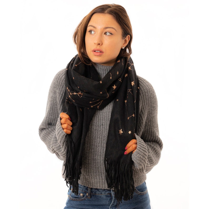 Black Star Scarf Personalised Gifts for Her Blanket Scarf - Etsy