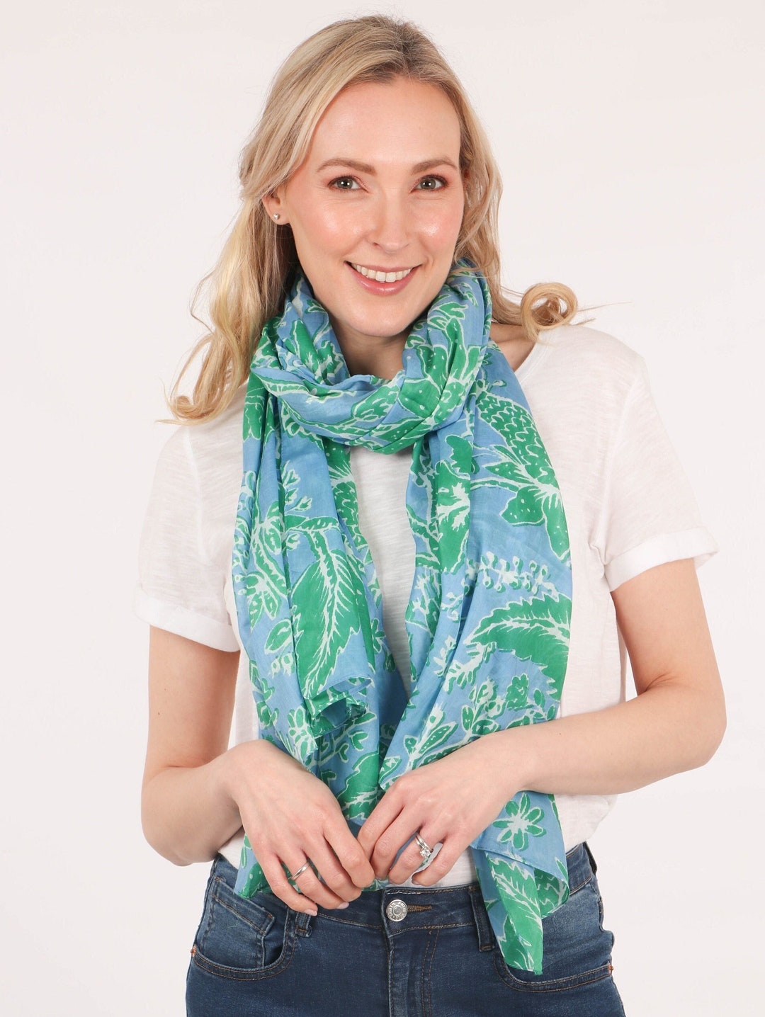 Personalised Scarf for Women, Floral Print Scarf, Womens Cotton Scarf ...