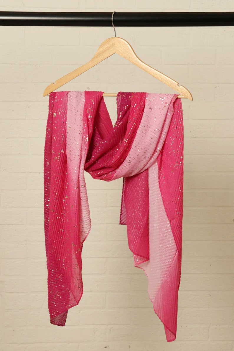 Pink Glitter Scarf Womens Rose Gold Foil Print Scarf Fuchsia - Etsy