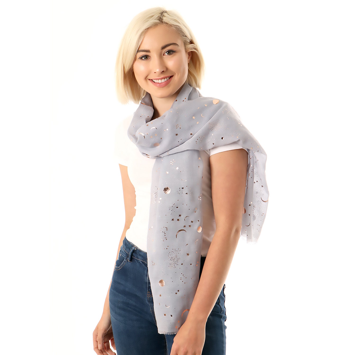 Stars and Moons Celestial Print Scarf Star Scarf Women Gold - Etsy UK