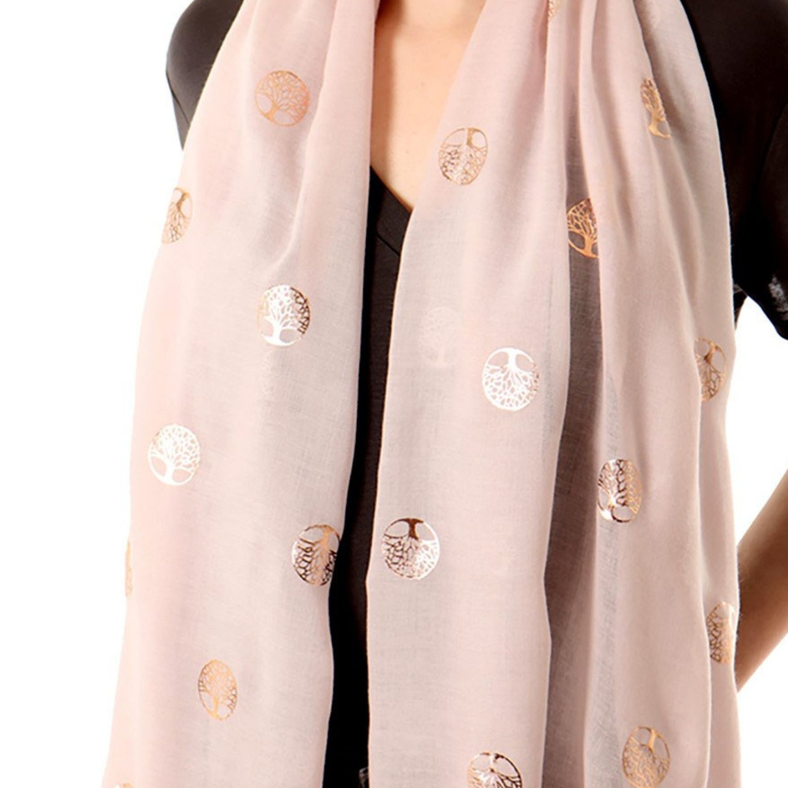 Tree of Life Scarf, Personalised Gifts for Her, Navy Scarves for Women ...