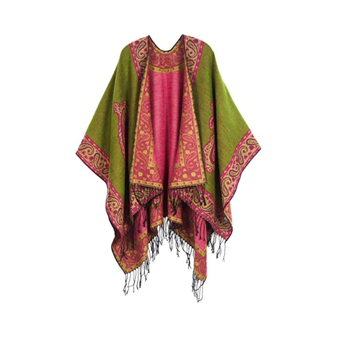 Boho Ponchos Women, Green Poncho, Plus Size Poncho, Oversized Cardigans ...