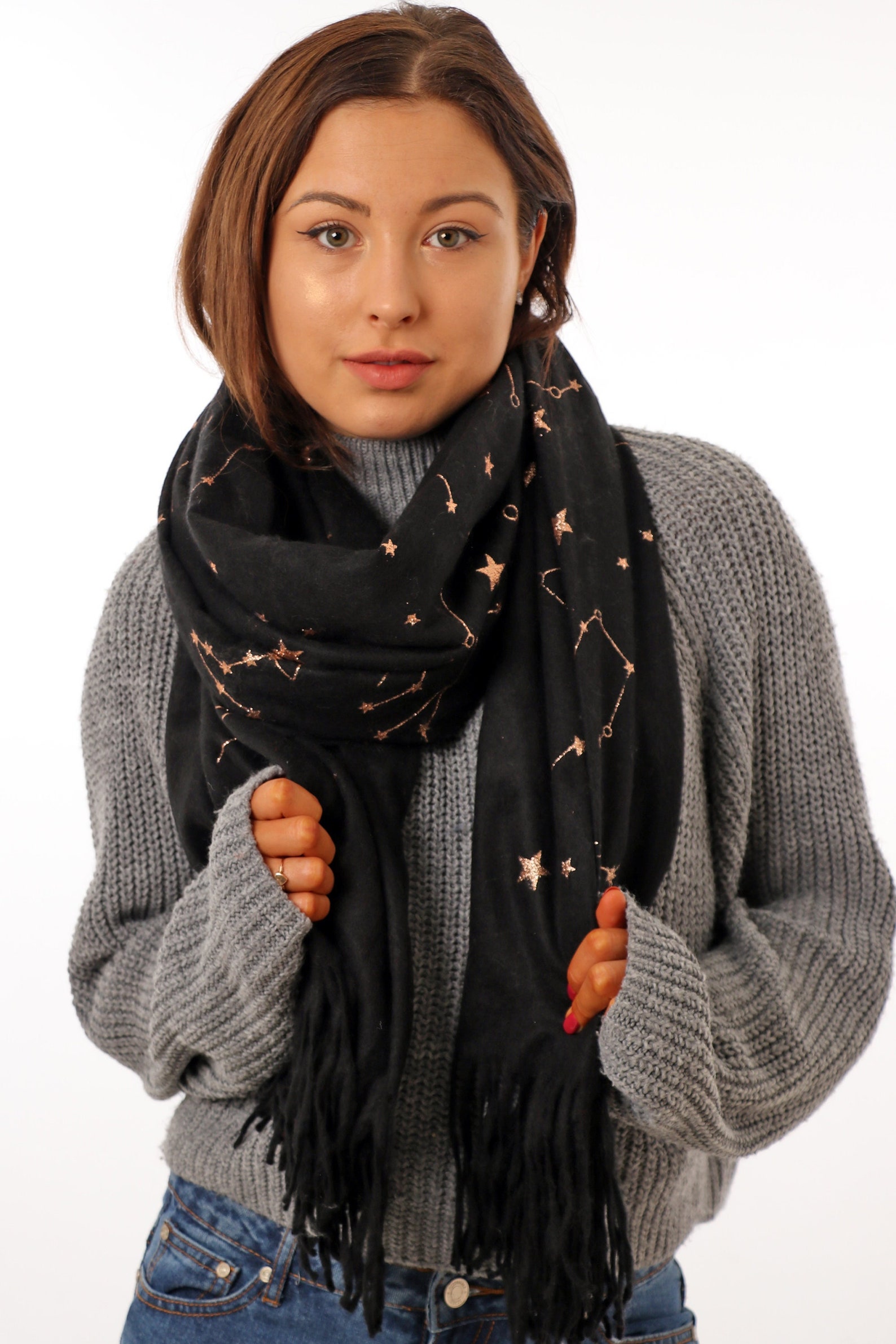 Black Star Scarf, Personalised Gifts for Her, Blanket Scarf Women, Gold ...