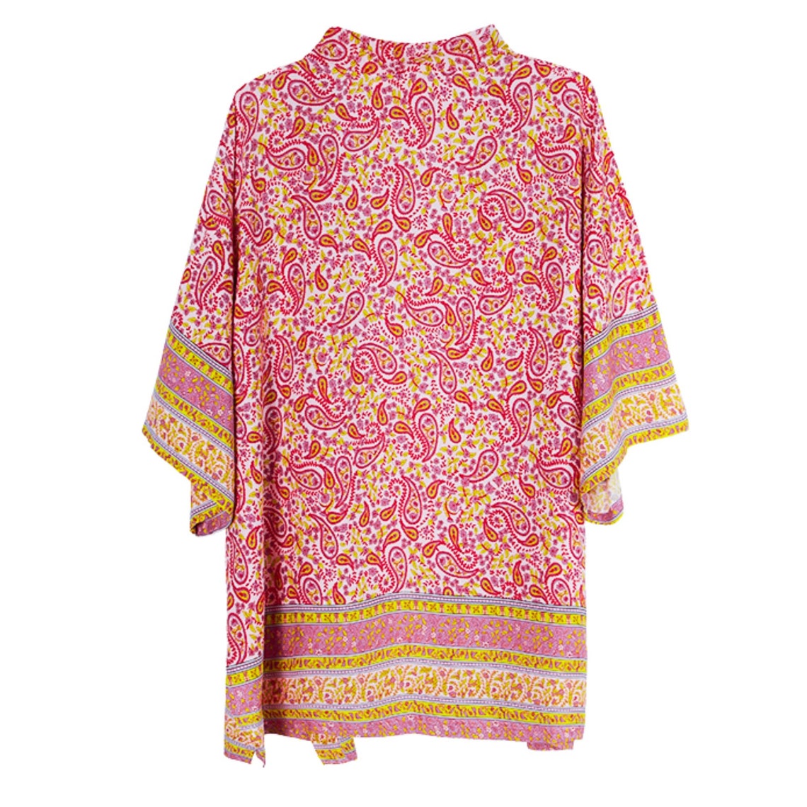Bohemian Kimonos Pink Kimono Robe Paisley Print Kimono Boho - Etsy