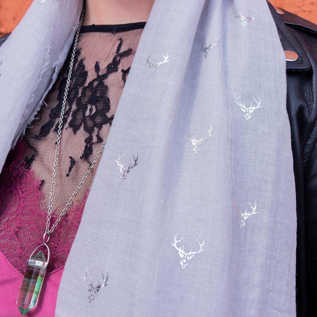 Personalized Deer Print Scarf, Womens Scarf Wiih Custom Name Foil Print ...