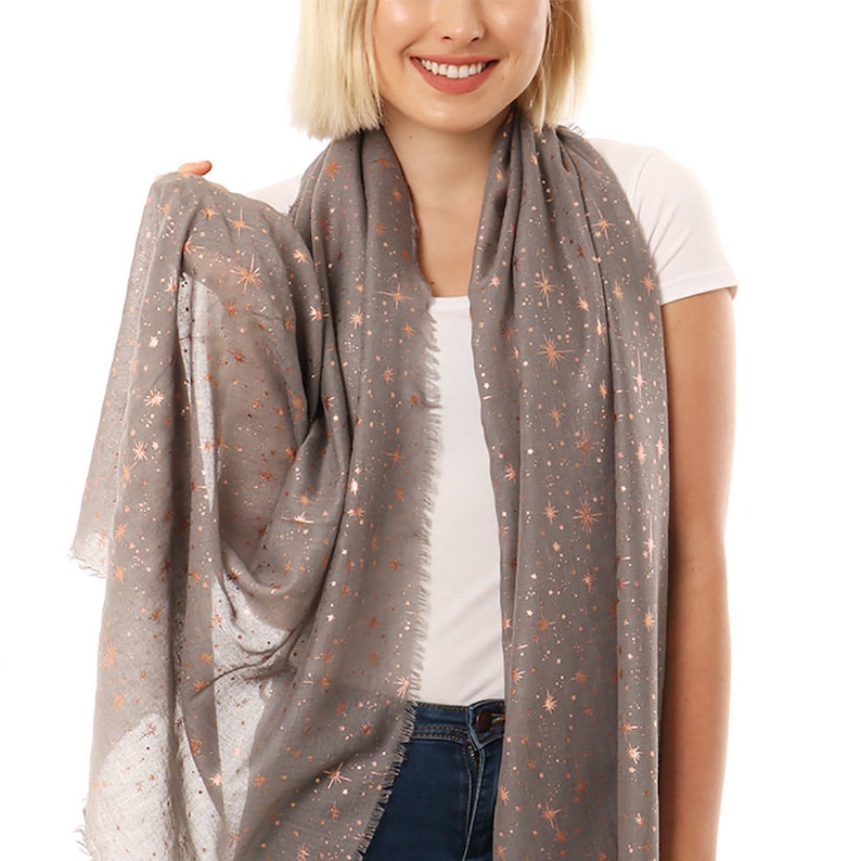 Personalised Star Print Scarf , Rose Gold Foil Print, Lightweight Scarf ...
