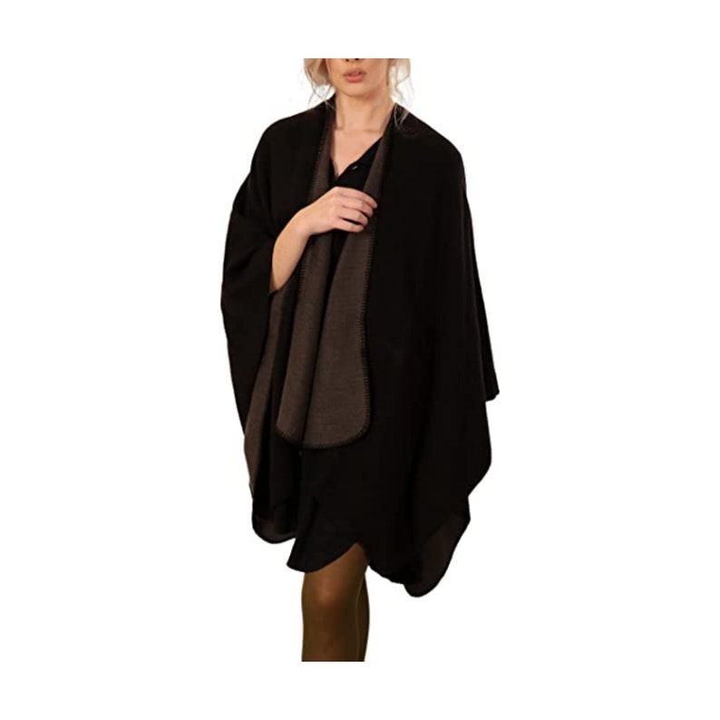 Black Ponchos Womens Oversized Poncho Plus Size Shawl Knit - Etsy