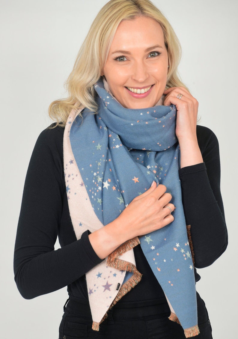 Star Scarf, Foil Print Scarf Women Shawl, Heavyweight Scarf, Winter ...