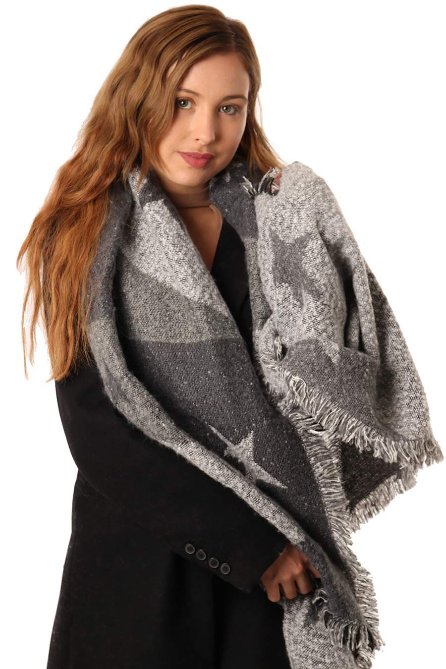 Personalised Blanket Scarf Grey Star Scarf Initial - Etsy