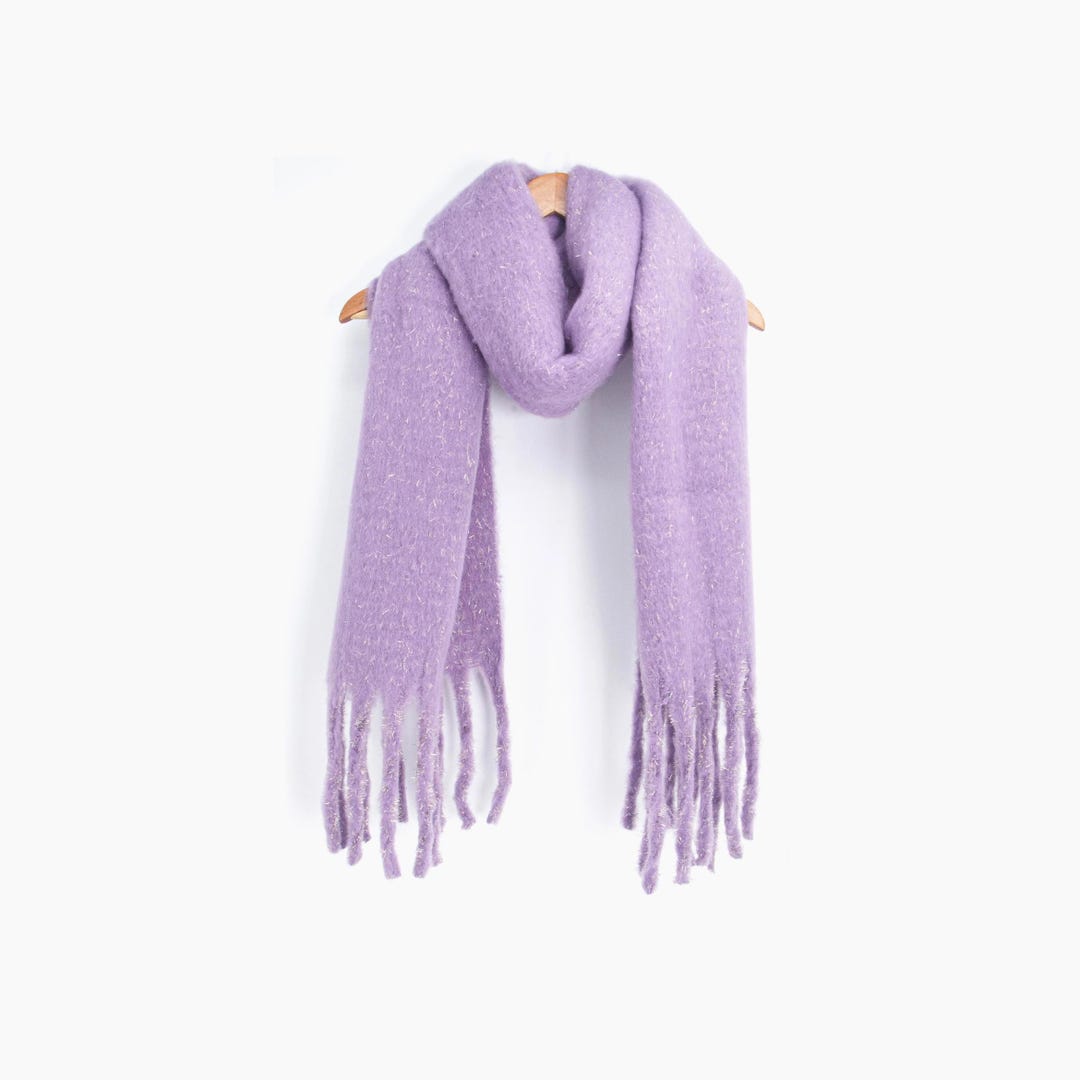 Lilac Blanket Scarf With Tinsel Sparkle, Womens Oversized Scarf ...