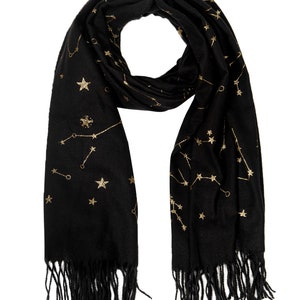 Black Star Scarf, Personalised Gifts for Her, Blanket Scarf Women, Gold ...