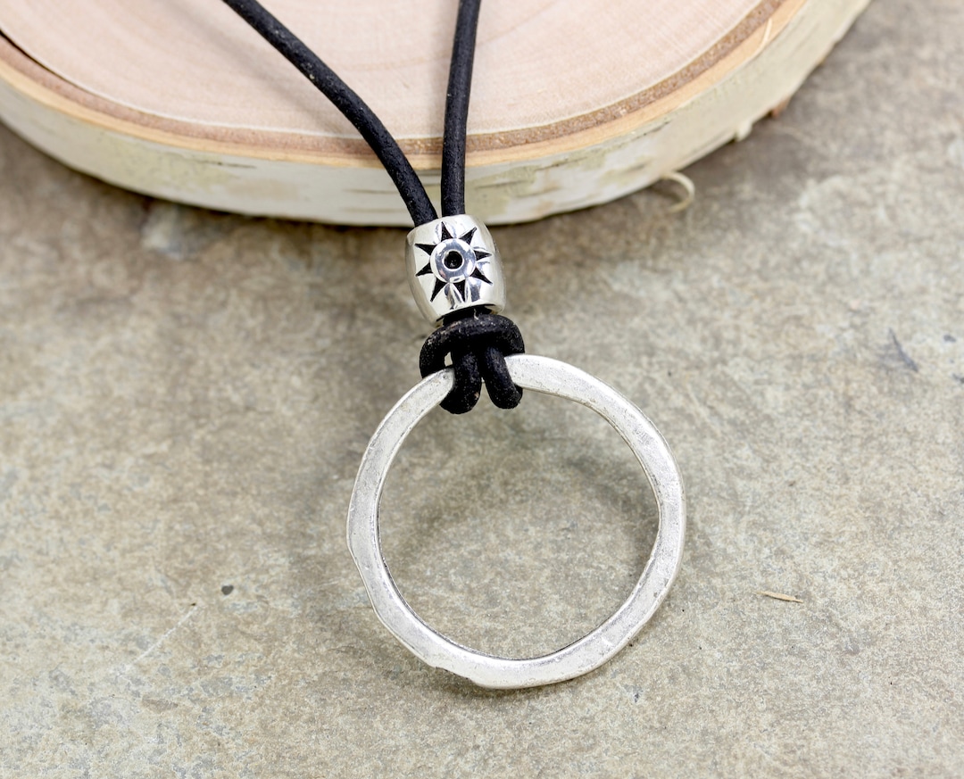 Tribal Leather Eyeglass Loop Holder, Silver Sun Eyeglass Necklace Loop ...