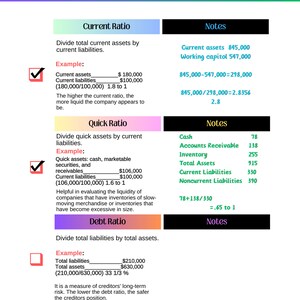 Accounting Ratios Study Checklist - Etsy