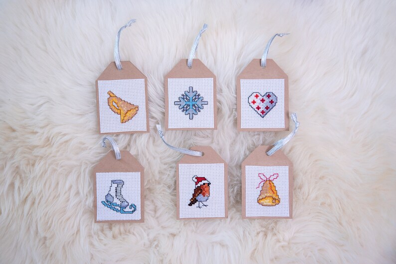 Christmas Gift Tags Cross Stitch Pattern, Cross Stitch Label, Thank You ...