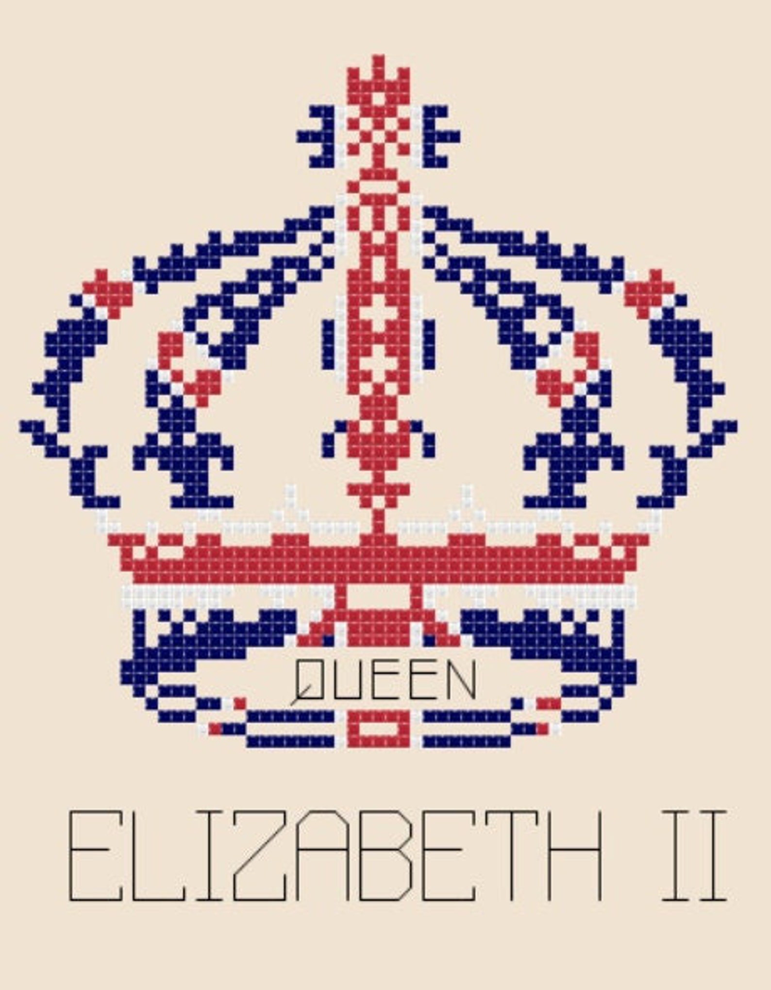 Her Majesty Queen Elizabeth II Cross Stitch Pattern Crown - Etsy UK