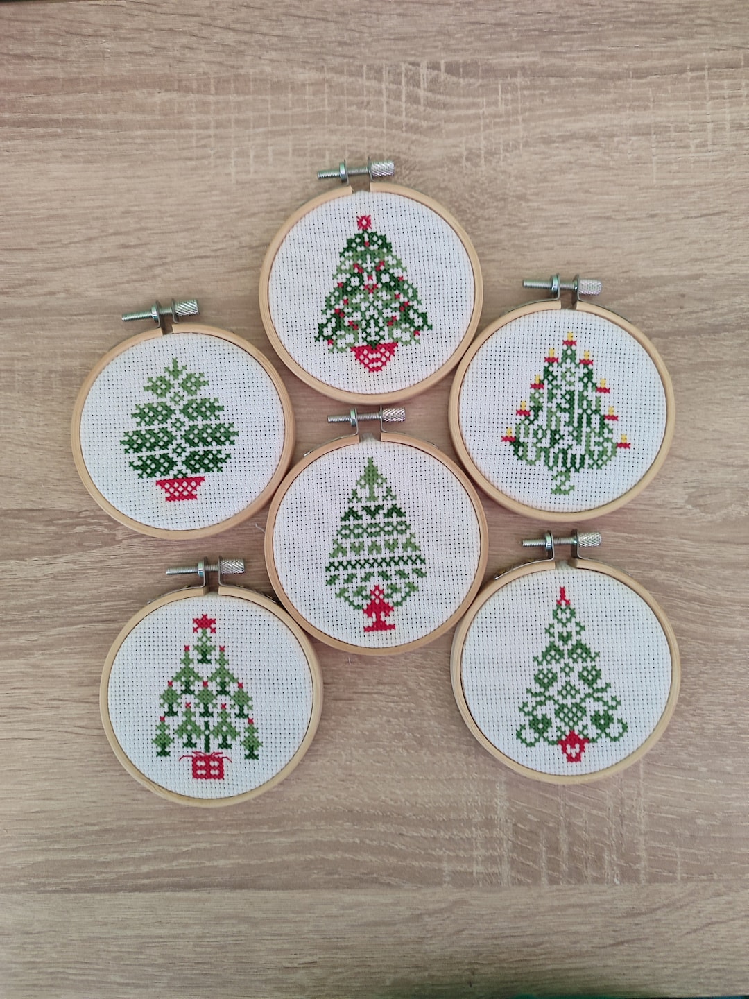 Set of 6 Christmas Trees Cross Stitch Pattern, PDF Pattern, Digital ...
