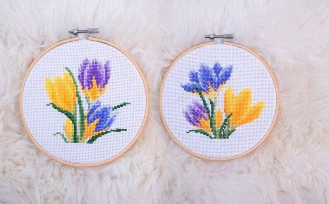 Crocus Cross Stitch Pattern: Spring Flower Bouquet (PDF Pattern) - Etsy
