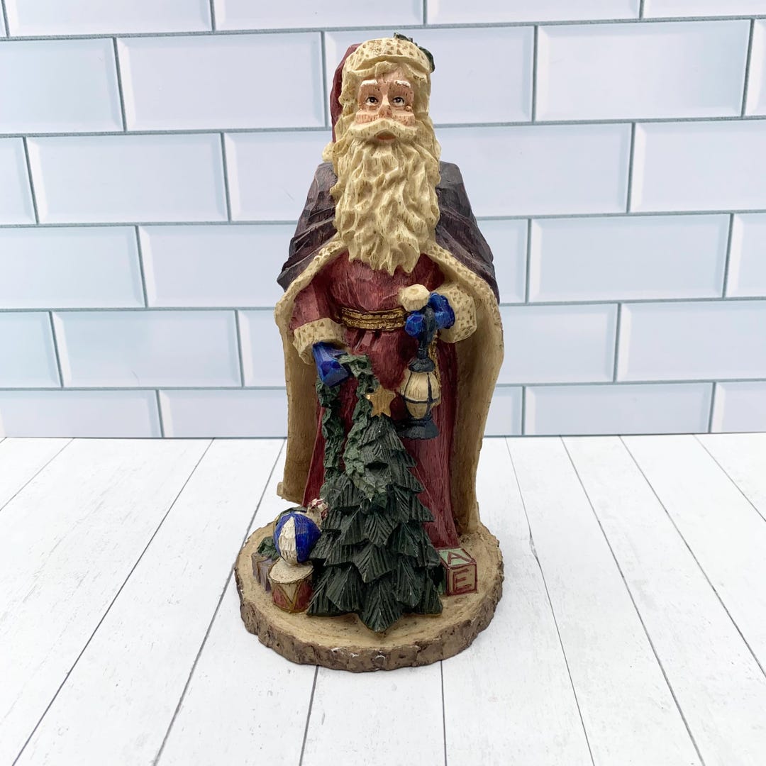 Vintage Resin Figurine Santa Statue, Santa Has a Small Tree, and ...