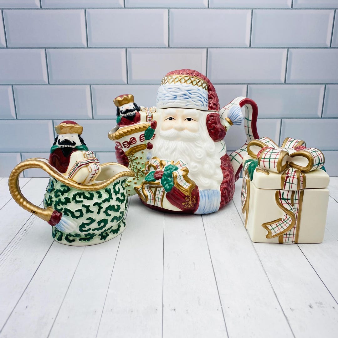 Avon 2001 St. Nicholas Tea Pot, Sugar Bowl & Creamer 3 Piece Set Gift ...