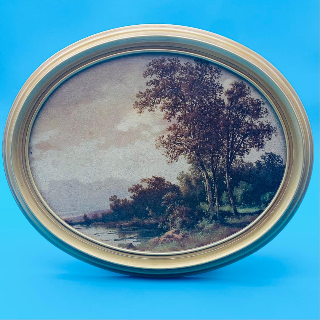 Autumn Scene Wall Art in Plastic Oval Frame - Etsy