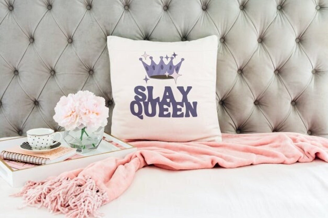 Slay Queen Pillow, Slay Queen, Throw Pillow, Purple, Crown, Gift for ...