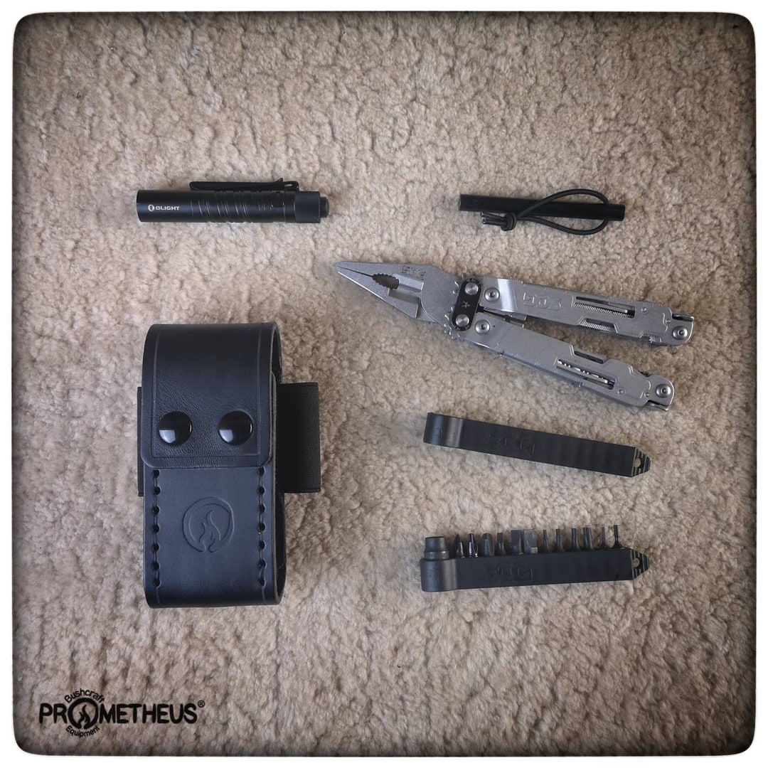 SOG® POWER ACCESS Deluxe Leather Sheath (pockets for Bits, Pen ...