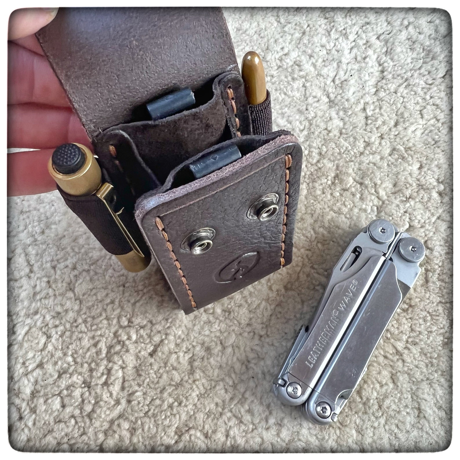 LEATHERMAN® MULTITOOL Deluxe Leather Sheath pockets for Bits,extender ...