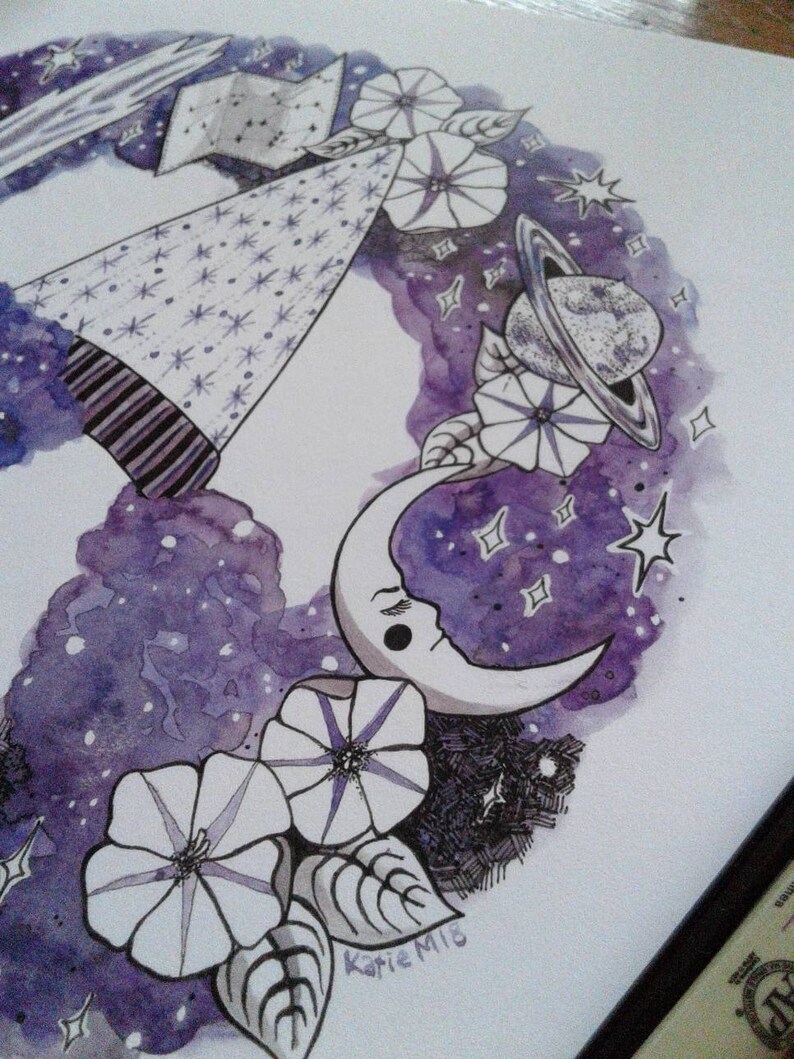 Astronomy Witch in Colour Art Print - Etsy