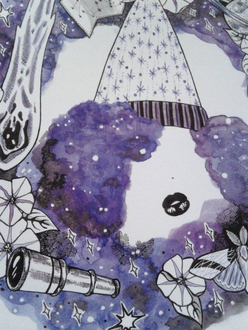 Astronomy Witch in Colour Art Print - Etsy