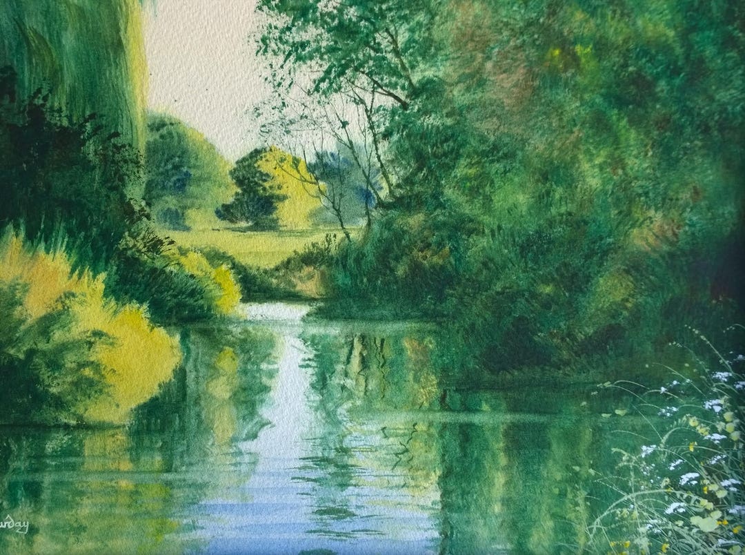 River Paintings, River Landscape, Landscape Watercolor, Watercolour ...