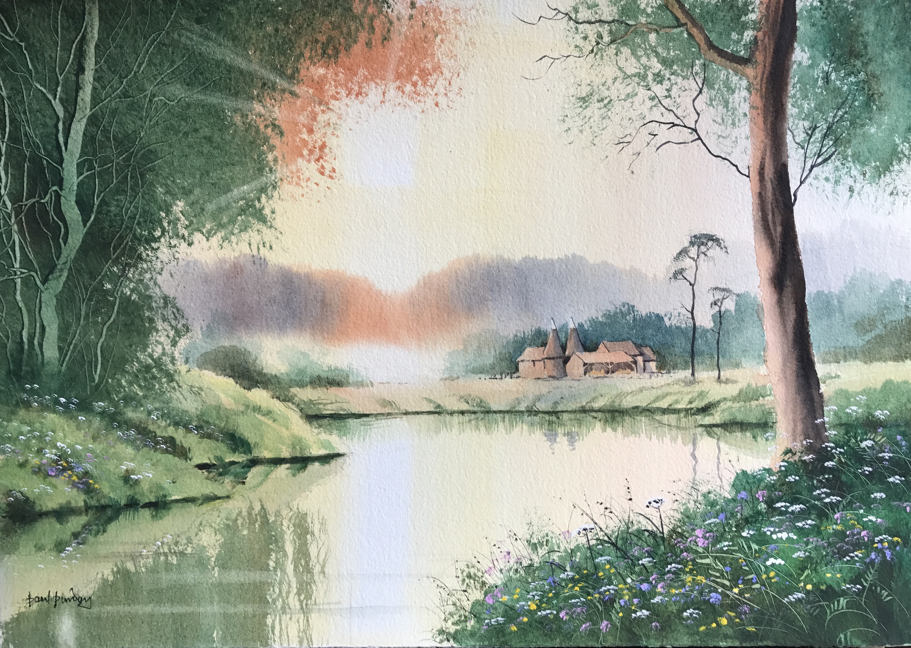 Kent Evening, Kent, River Paintings, Rivers, Oasthouses, Sunsets ...