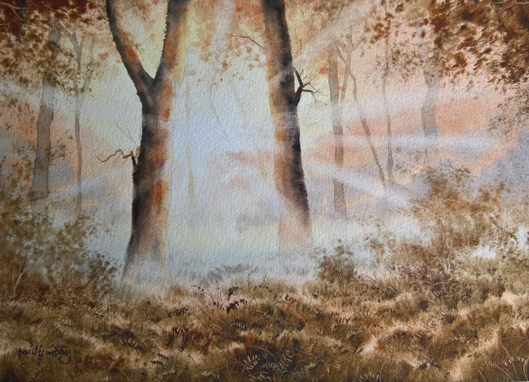 Original Watercolour, Woodland Scene, Woodland Trees, Landscape ...
